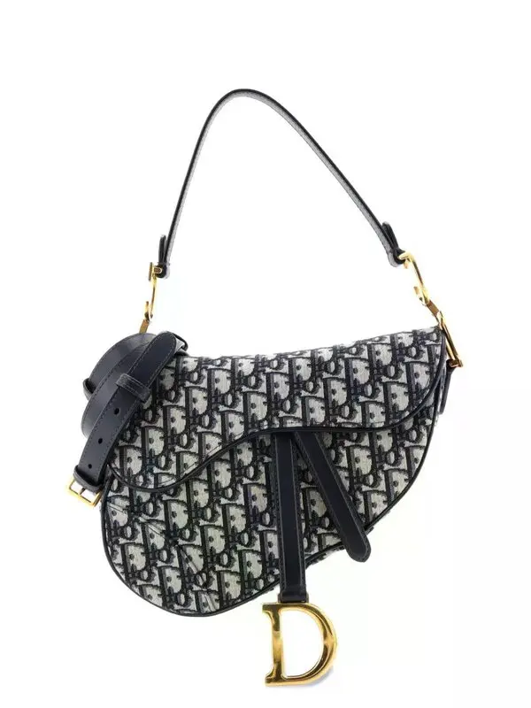 Dior Saddle Handbag With Strap Oblique Canvas