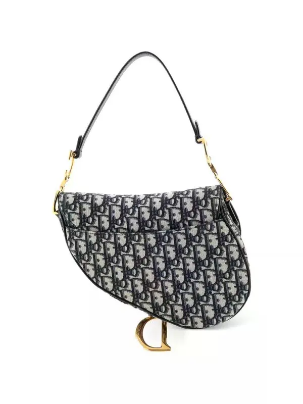 Dior Saddle Handbag With Strap Oblique Canvas