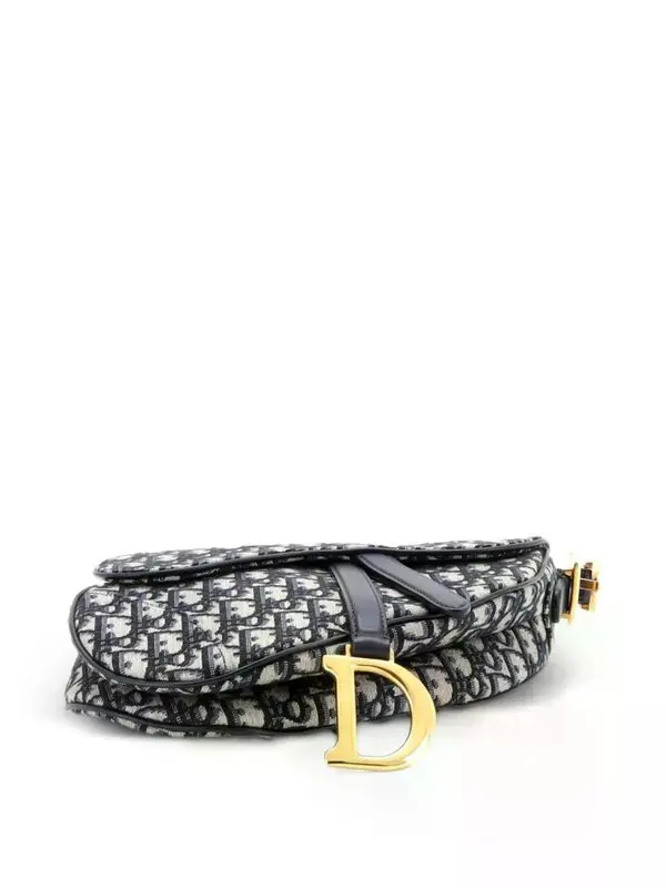 Dior Saddle Handbag With Strap Oblique Canvas