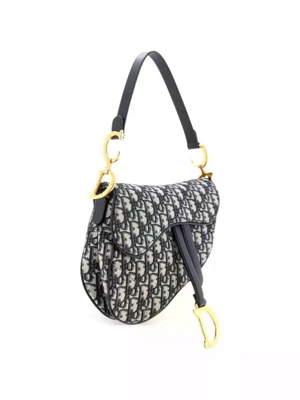 Dior Saddle Handbag With Strap Oblique Canvas