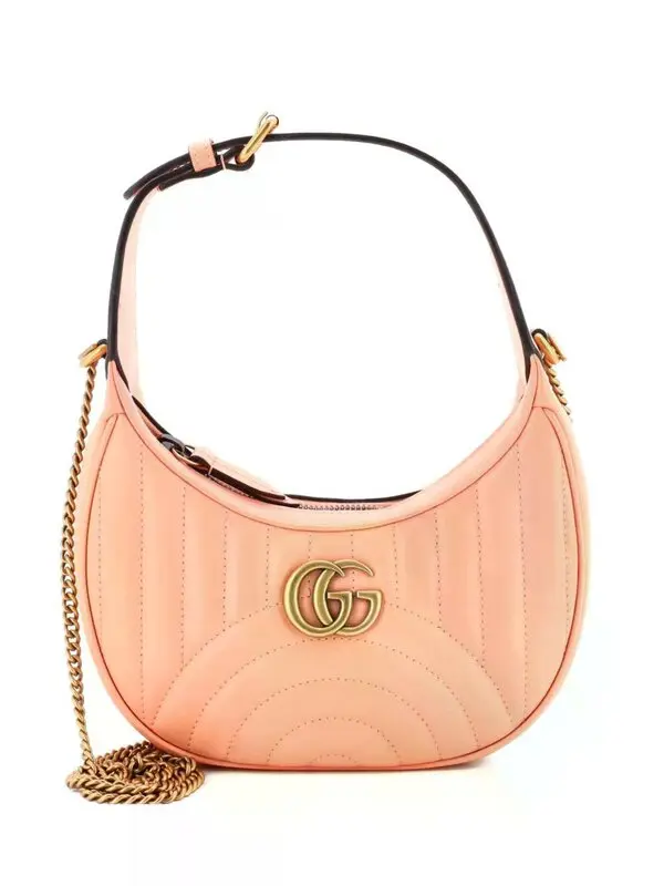 Gucci Gg Marmont Half Moon Matelasse Leather Mini Hobo Bag - Pink