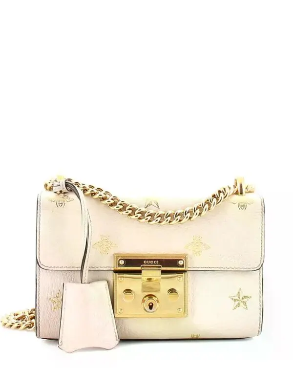 Gucci Padlock Printed Leather Small Shoulder Bag - White