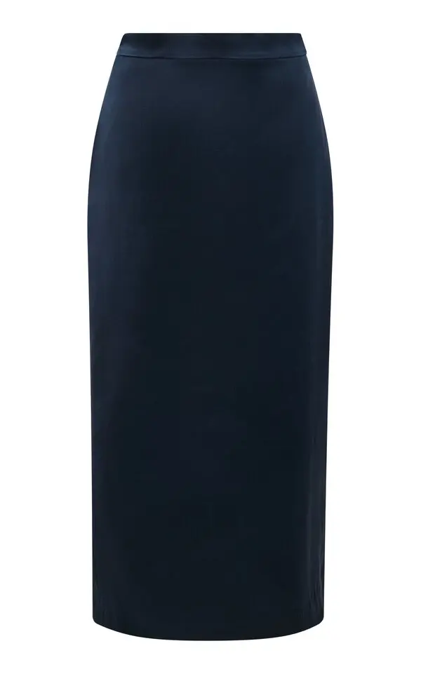 HEIRLOME Lexi Silk Satin Midi Skirt - Blue