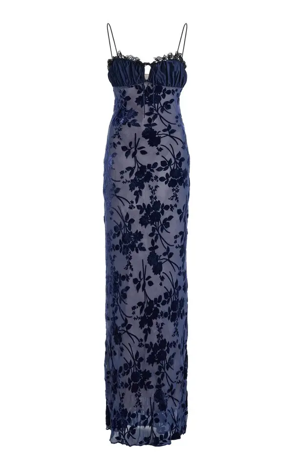 RODARTE Floral Devoré Slip Dress - Blue
