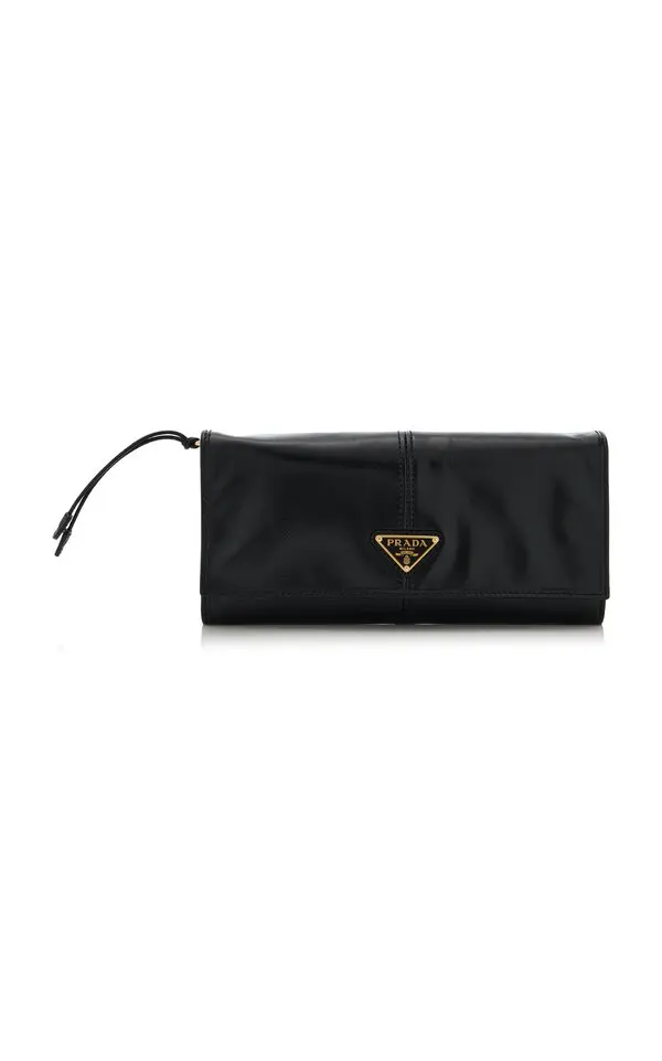 Prada Leather Wallet On Strap - Black
