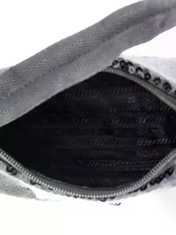 Prada Re-edition 2000 Sequins Mini Hobo Bag - Black