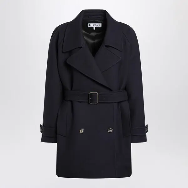 Loewe Double-breasted Wool & Silk Short Coat - Blue