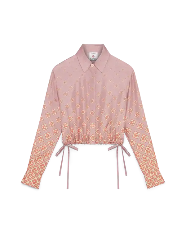 Casablanca Degrade Monogram Long Sleeve Silk Shirt - Multicolor