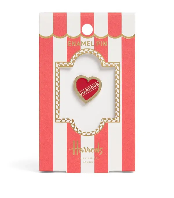 Harrods Enamel Heart Pin Badge - Gold