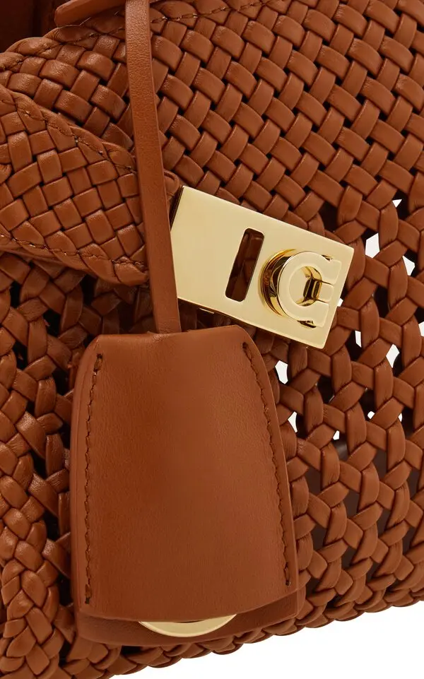 FERRAGAMO Hug Mini Woven Leather Bag