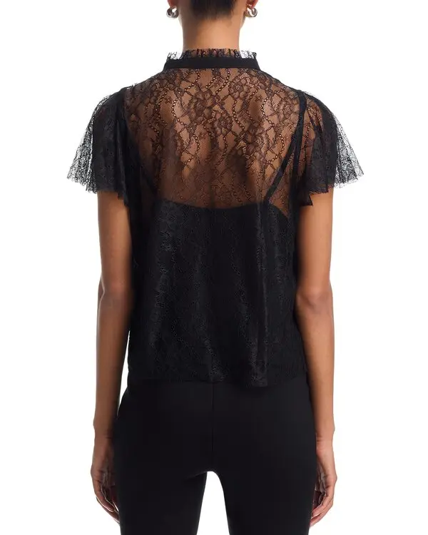 Aqua Lace Shirt With Short Sleeves