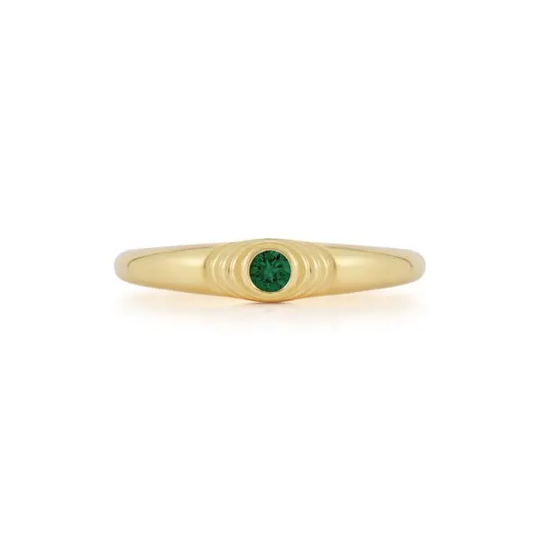 Deborah Pagani Baby Honey Motif Stacked Ring - Yellow Gold With Emerald