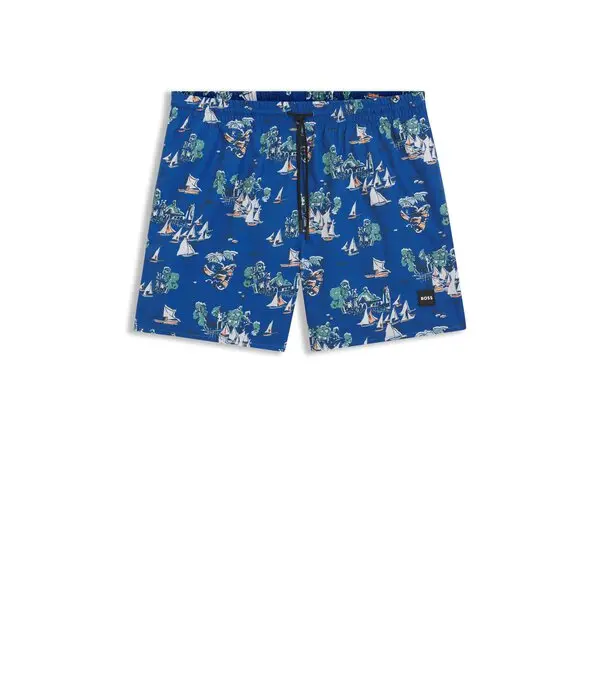BOSS Printed Quick-dry Swim Shorts - Blue