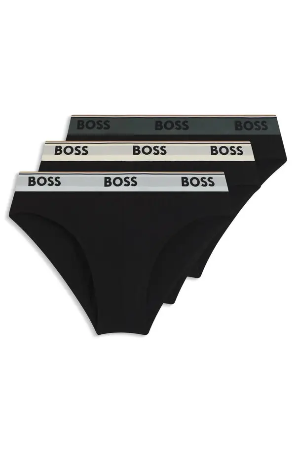 BOSS Three-pack Of Logo-waistband Briefs In Stretch Cotton - Patterned