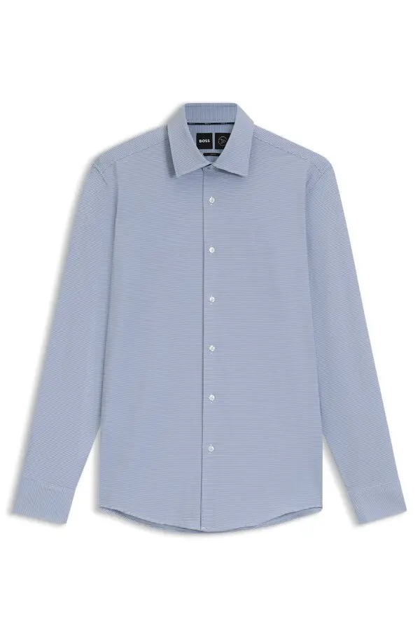 BOSS Slim-fit Shirt In Italian Performance-stretch Fabric - Light Blue