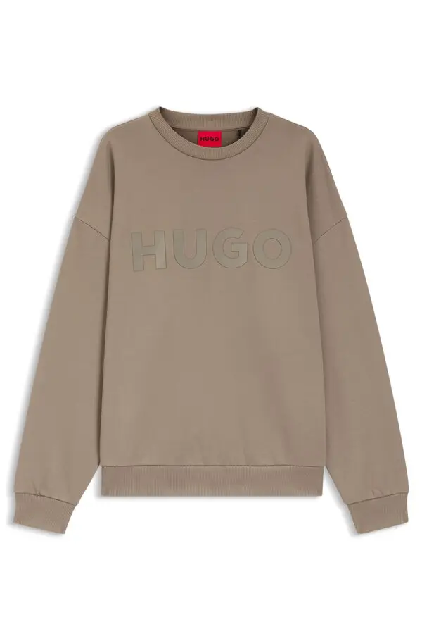 Hugo Oversized Cotton Terry Sweatshirt With Logo - Light Brown