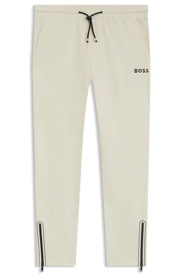 BOSS Active Stretch-gabardine Tracksuit Bottoms With Thermoregulating Technology - White