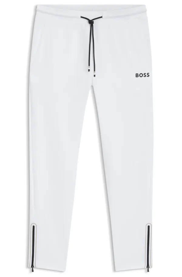 BOSS Active Stretch-gabardine Tracksuit Bottoms With Thermoregulating Technology - White