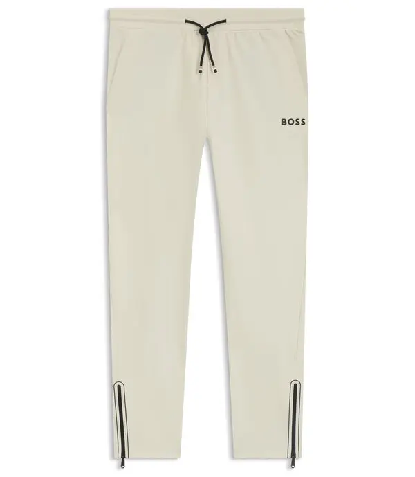 BOSS Active Stretch-gabardine Tracksuit Bottoms With Thermoregulating Technology - White