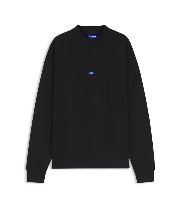 Hugo Cotton-terry Sweatshirt With Logo Patch - Black