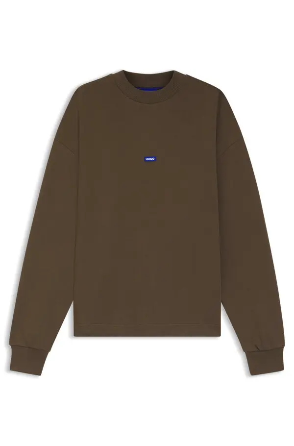 Hugo Cotton-terry Sweatshirt With Logo Patch - Dark Brown