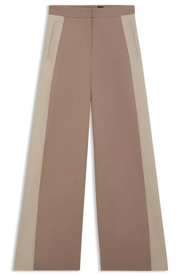 BOSS Regular-fit Trousers With Color-blocking - Light Brown