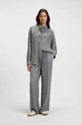 BOSS Wide-leg Trousers With Logo Jacquard