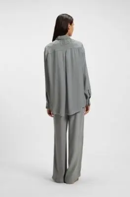 BOSS Wide-leg Trousers With Logo Jacquard