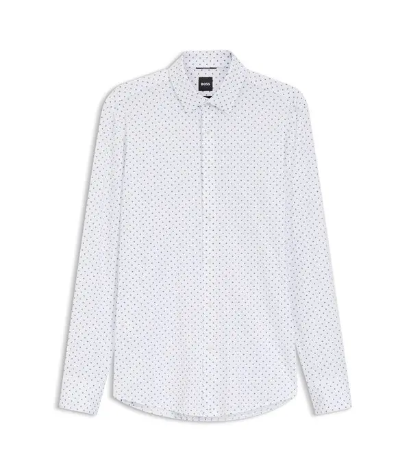 BOSS Slim-fit Shirt In Italian-made Performance-stretch Jersey - Patterned