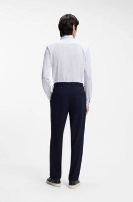 BOSS Slim-fit Shirt In Italian-made Performance-stretch Jersey - Patterned