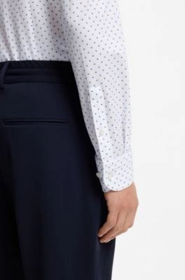 BOSS Slim-fit Shirt In Italian-made Performance-stretch Jersey - Patterned