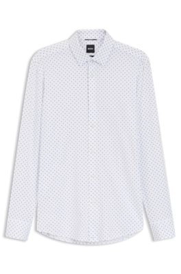 BOSS Slim-fit Shirt In Italian-made Performance-stretch Jersey - Patterned