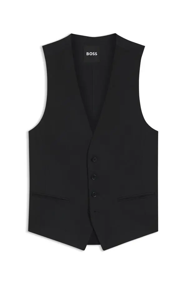 BOSS Slim Fit Wool Serge Waistcoat - Black