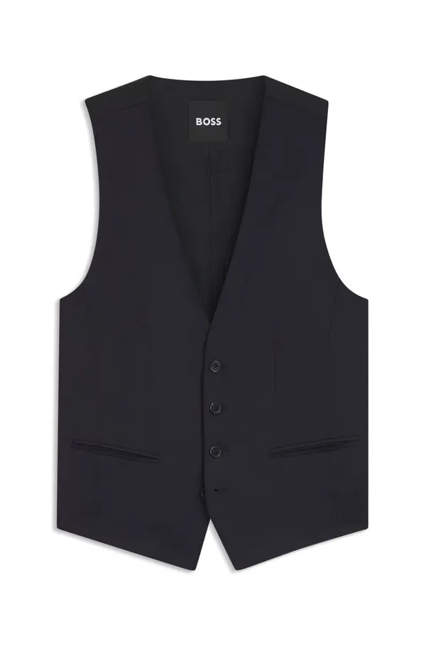 BOSS Slim Fit Wool Serge Waistcoat - Dark Blue