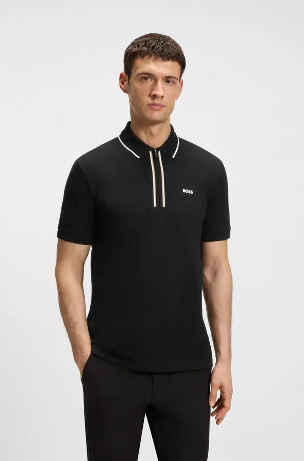 BOSS Quick-dry Polo Shirt In Stretch Cotton - Black