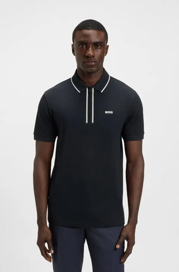 BOSS Quick-dry Polo Shirt In Stretch Cotton - Dark Blue