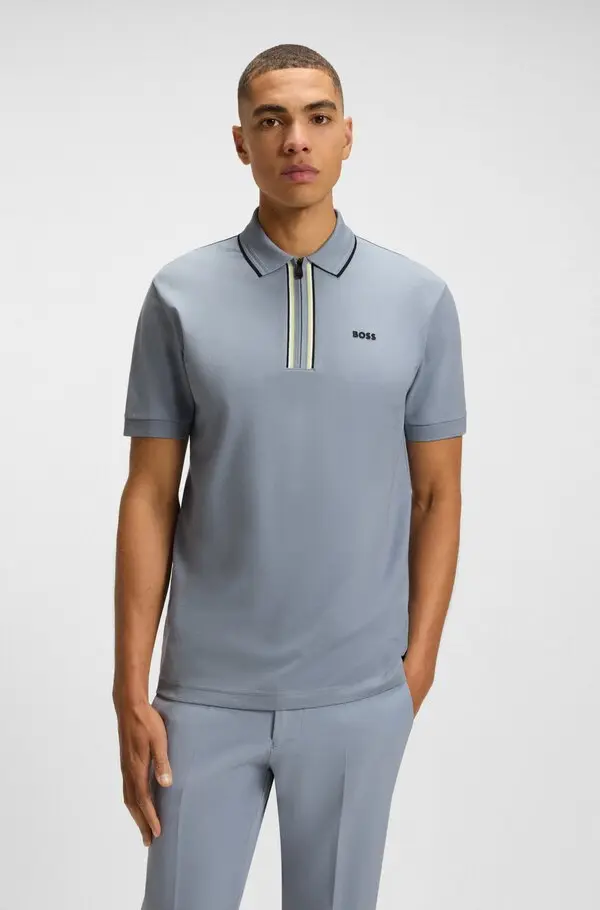 BOSS Quick-dry Polo Shirt In Stretch Cotton - Dark Grey