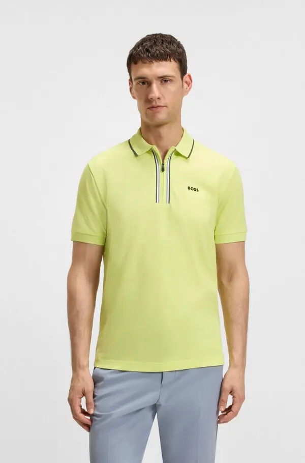 BOSS Quick-dry Polo Shirt In Stretch Cotton - Light Green