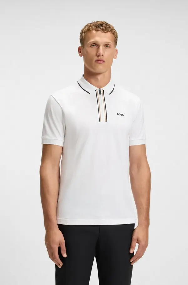 BOSS Quick-dry Polo Shirt In Stretch Cotton - White