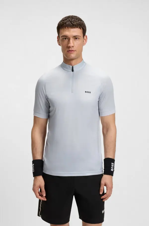 BOSS Stretch-ripstop Slim-fit Polo Shirt With Quick-dry Performance - Light Grey