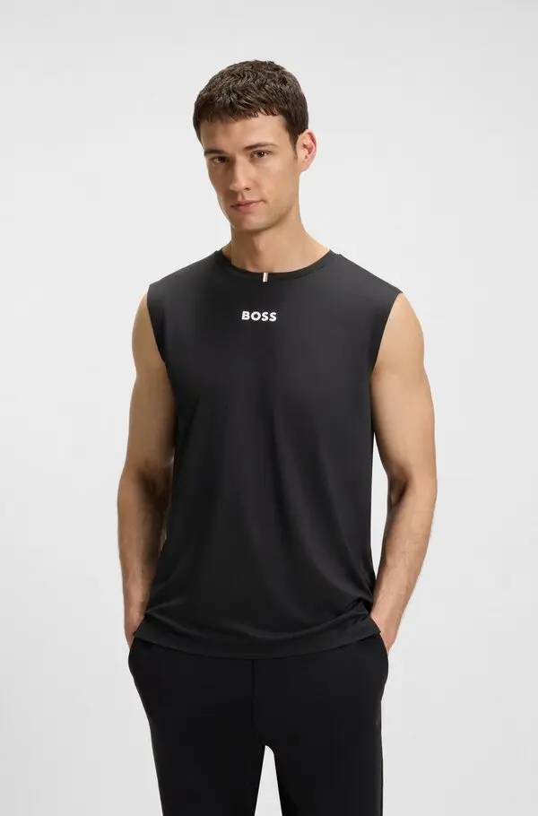 BOSS Active Quick-dry Tank Top With Contrast Logo - Black