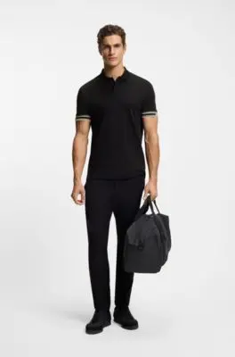 BOSS Stripe-cuff Polo Shirt In Interlock Cotton