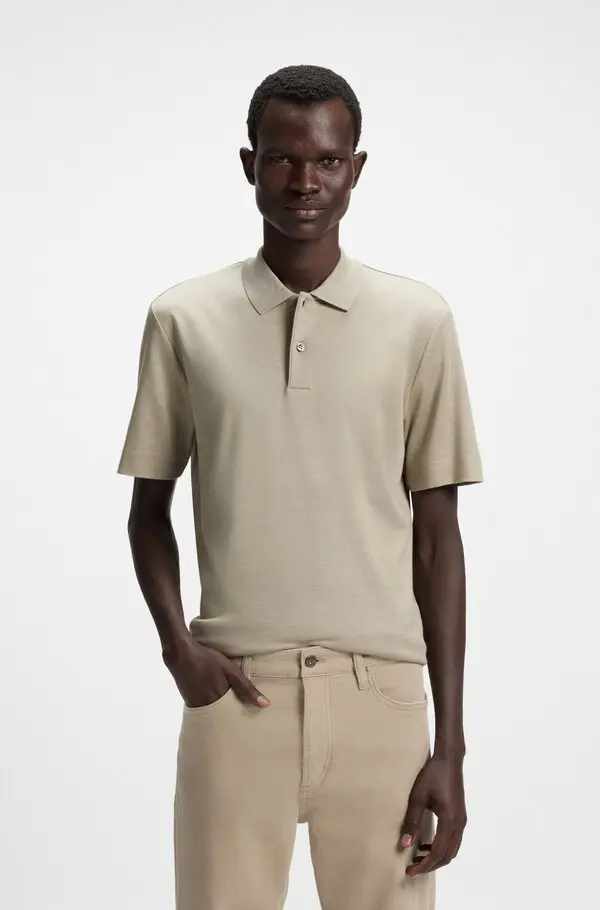 BOSS Regular-fit Polo Shirt In Mercerised Cotton And Silk - Khaki