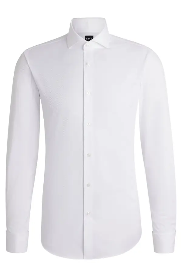 BOSS Slim-fit Shirt In Structured Cotton - White