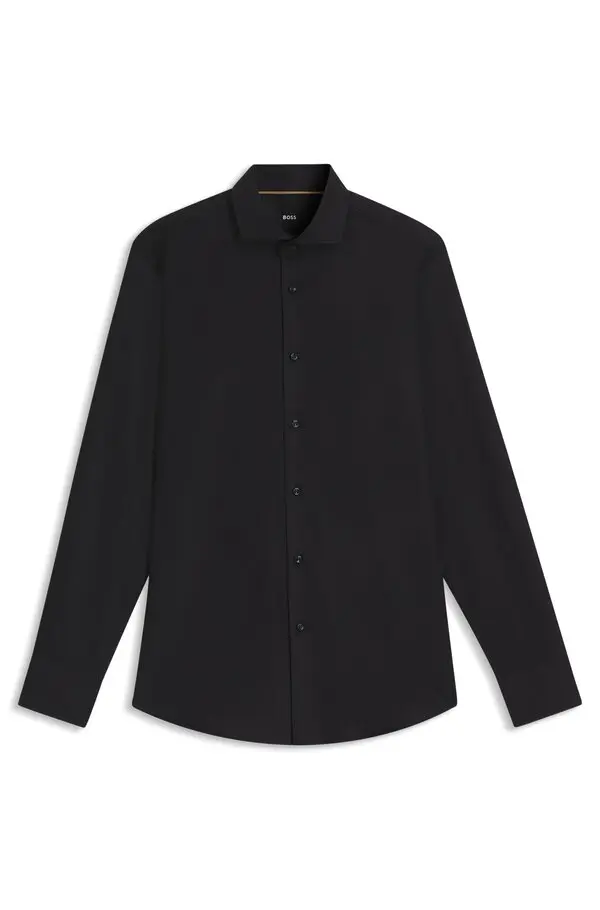 BOSS Slim-fit Shirt In Italian-made Structured Cotton - Black