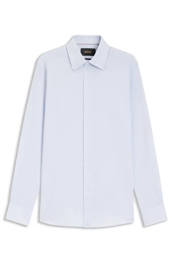 BOSS Slim-fit Shirt In Italian-made Structured Cotton - Light Blue