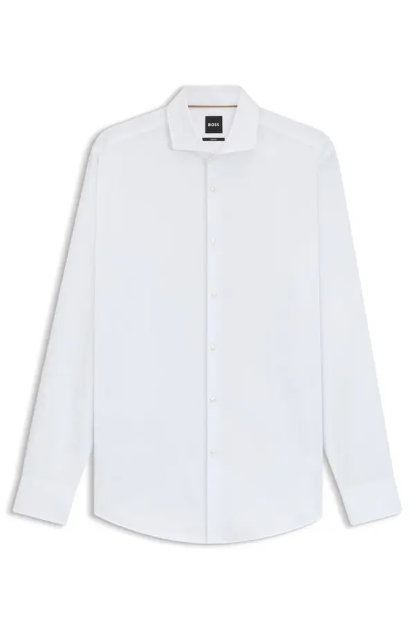 BOSS Slim-fit Shirt In Italian-made Structured Cotton - White