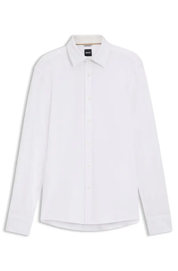 BOSS Slim-fit Shirt In Melange Stretch Cotton - White