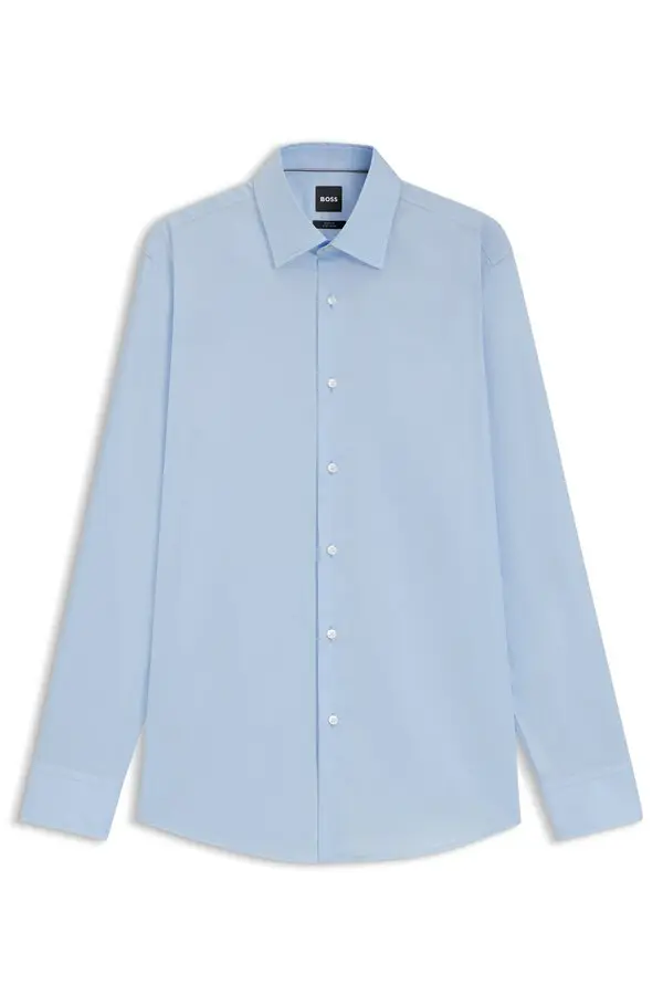 BOSS Easy-iron Slim-fit Shirt In Cotton Poplin - Light Blue