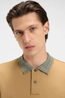 BOSS Patterned-collar Polo Shirt In Pima Cotton